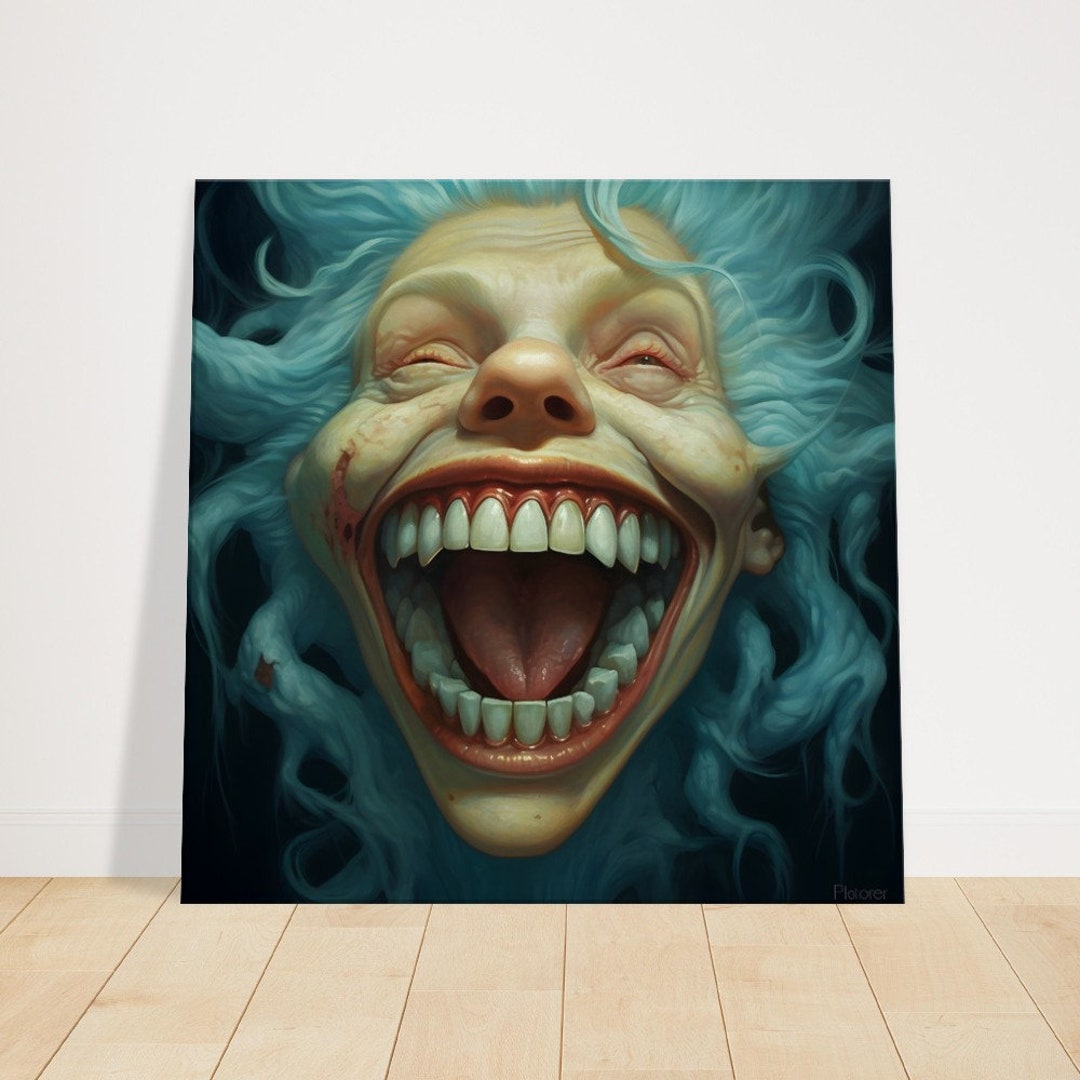 Haunting Laughter Dark Abstract Face Canvas Art - Etsy