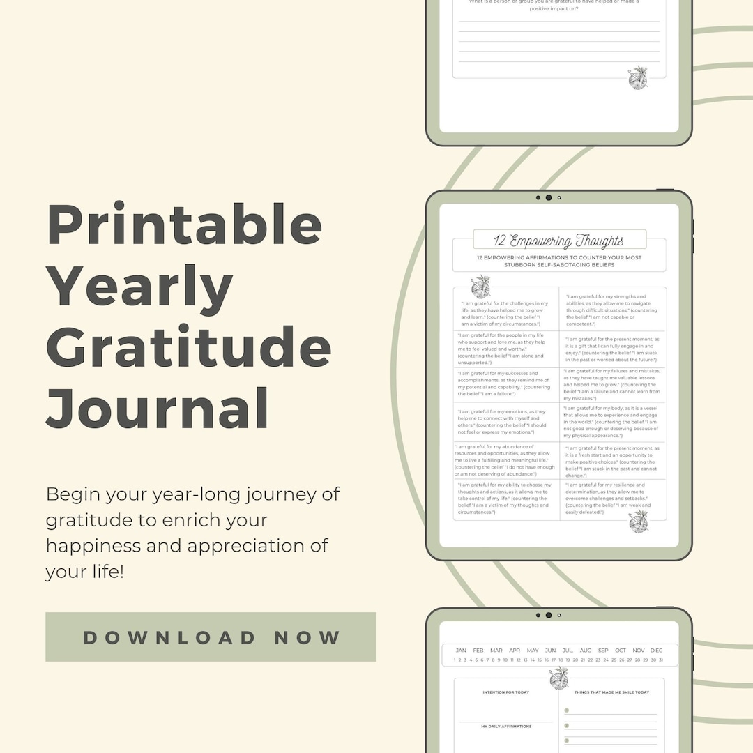 Printable Gratitude Journal 365 Days Gratitude Journal INSTANT DOWNLOAD ...