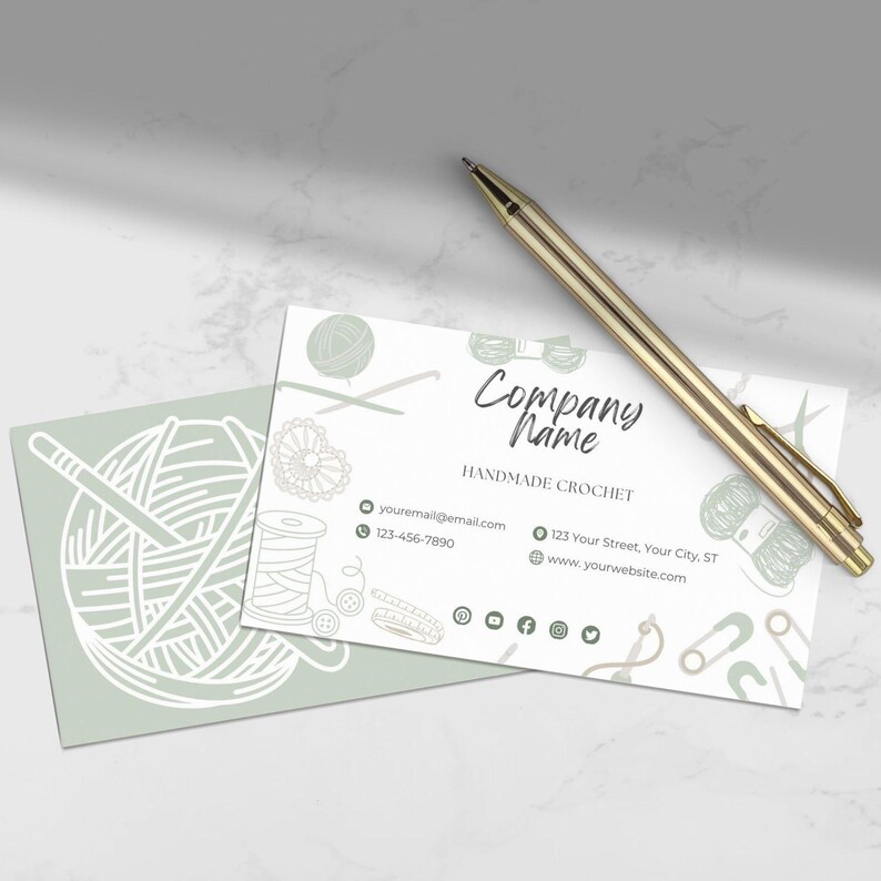 Crochet Business Card Template, Custom Business Card Design, Editable ...