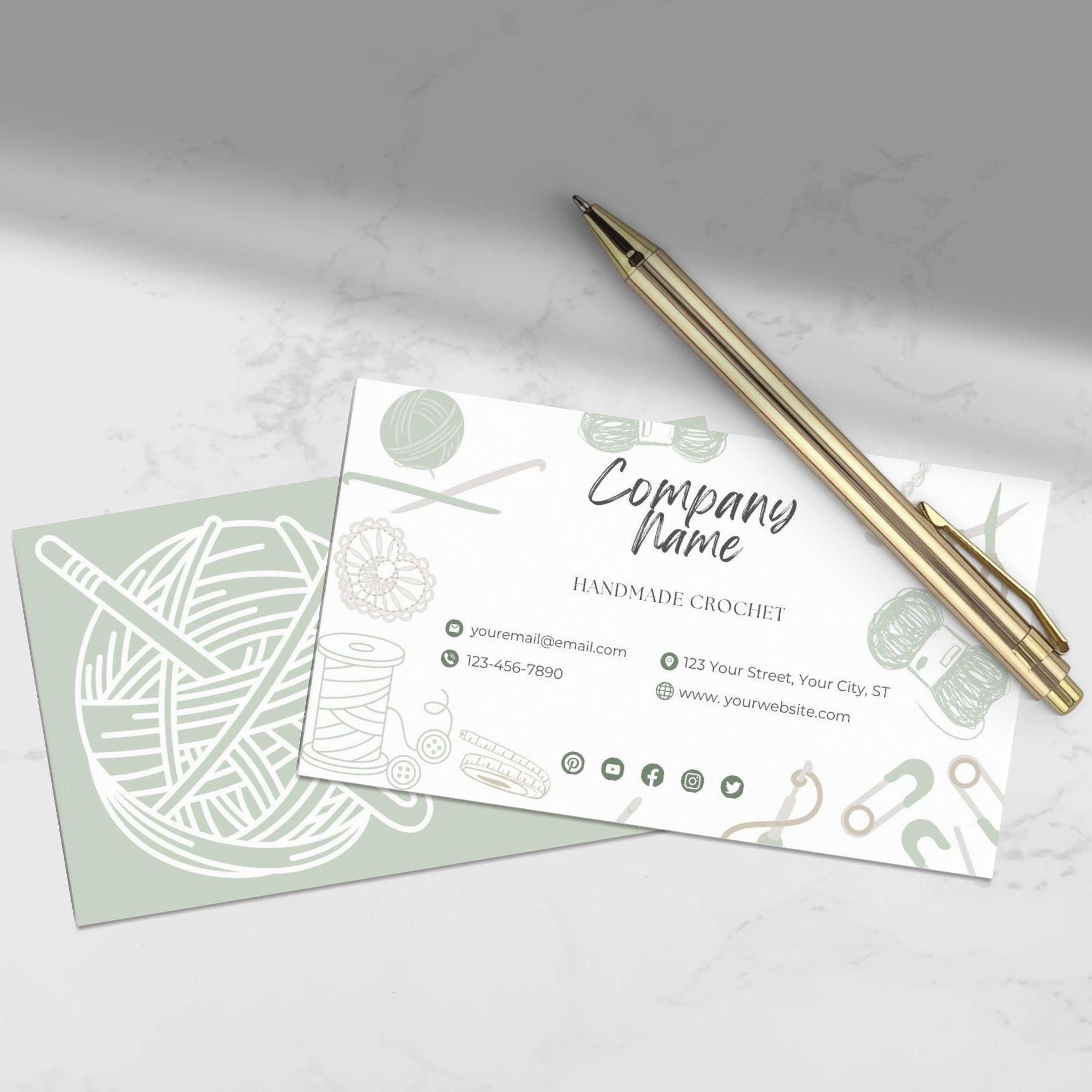 Crochet Business Card Template, Custom Business Card Design, Editable ...