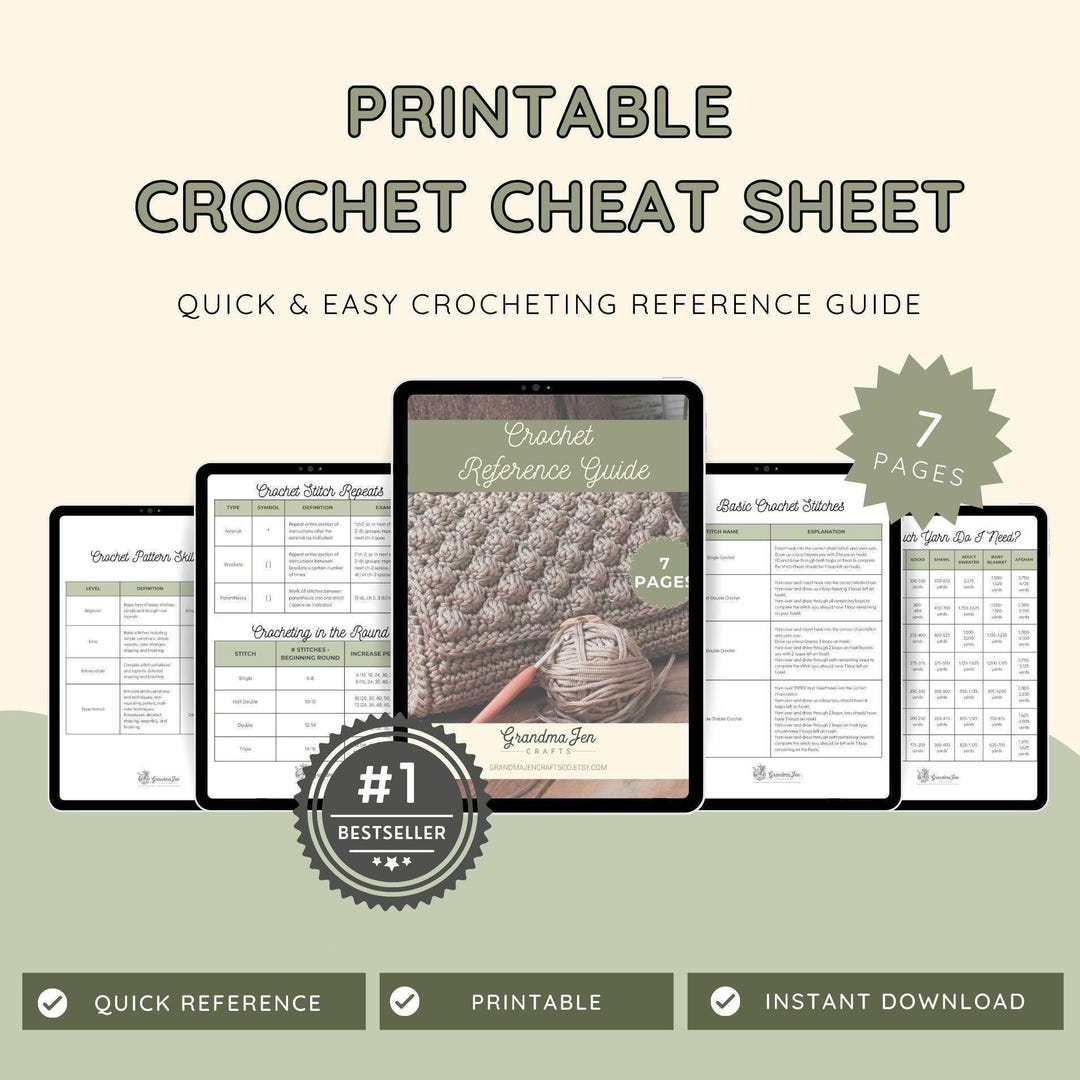 Printable Crochet Cheat Sheet: Beginner Crochet Reference Guide (PDF ...