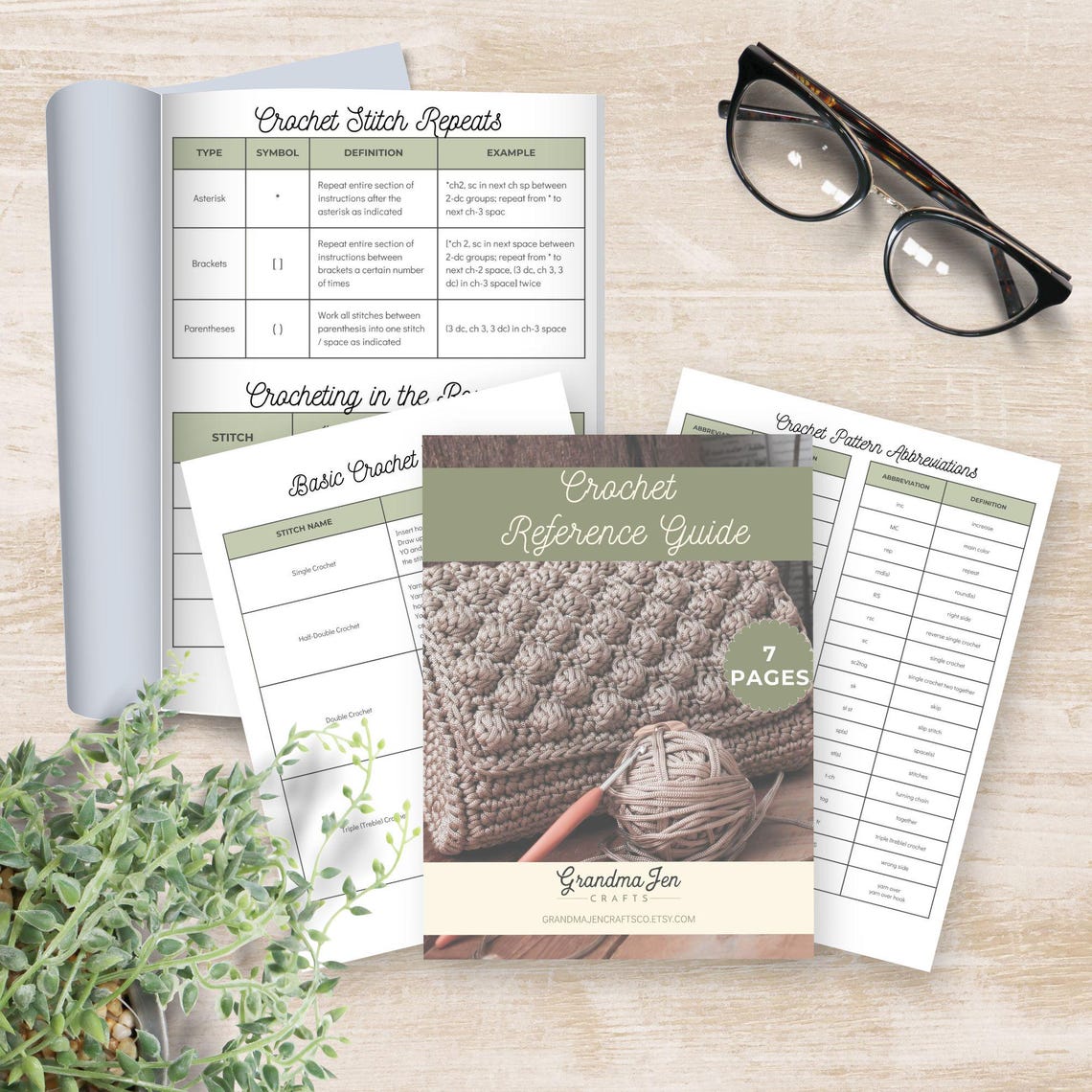 Crochet Cheat Sheet Printable Bundle, Beginner Crochet Reference Card ...