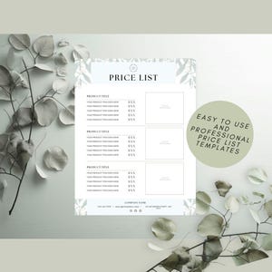 Editable Price List Template, Printable Product & Services Pricing ...