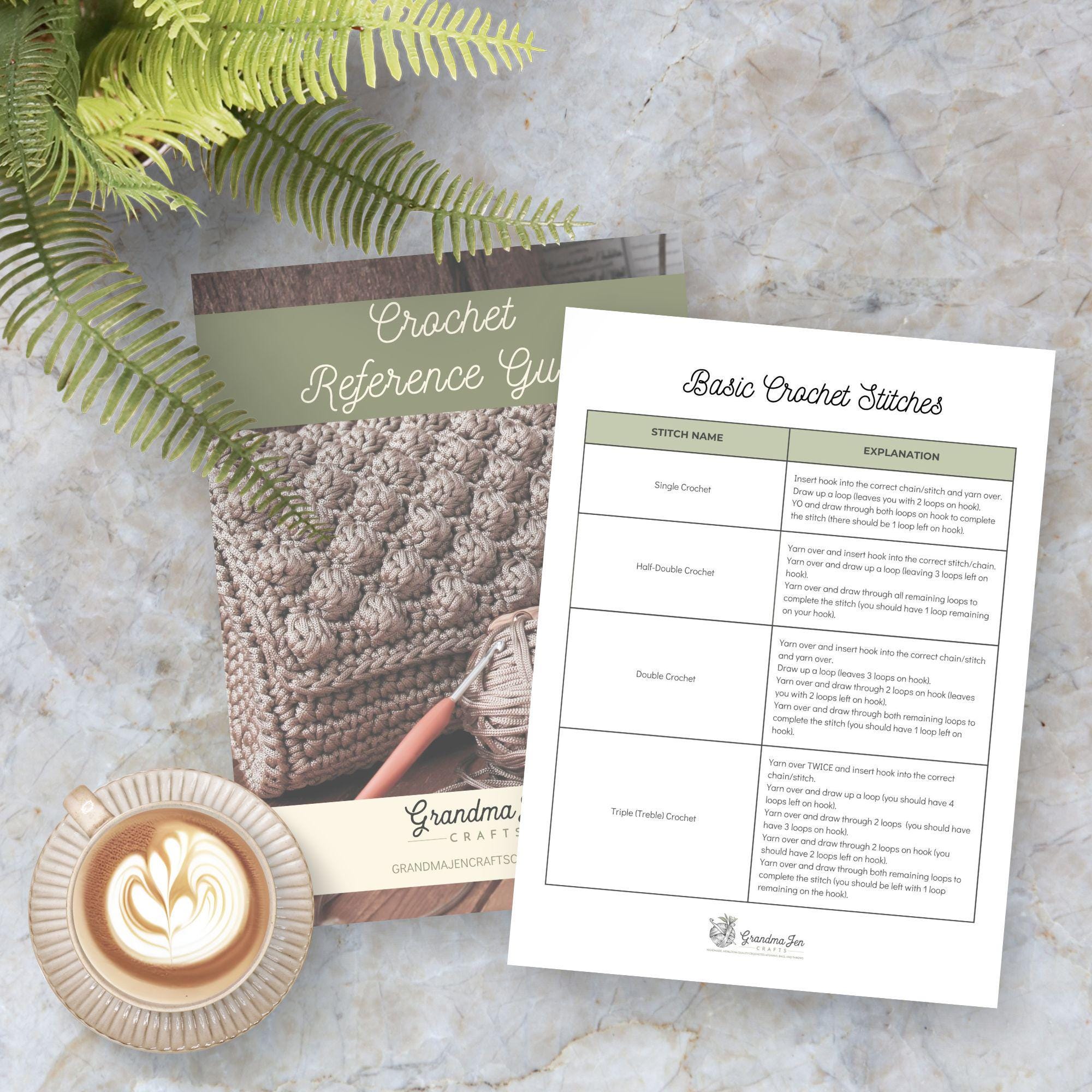 Crochet Cheat Sheet Printable Bundle, Beginner Crochet Reference Card ...