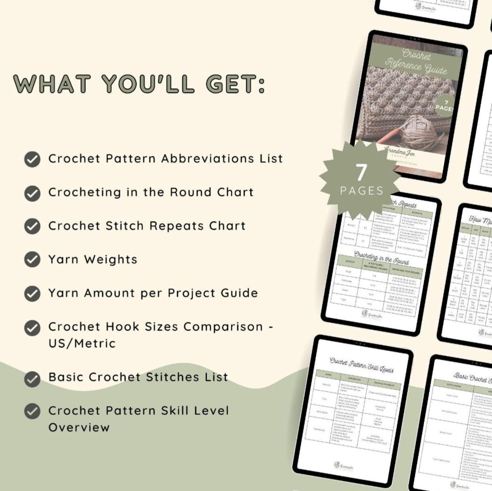 Crochet Cheat Sheet Printable Bundle, Beginner Crochet Reference Card ...