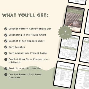 Crochet Cheat Sheet Printable Bundle, Beginner Crochet Reference Card ...