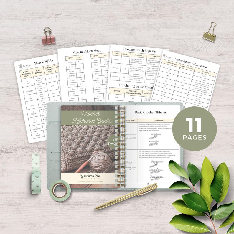 Crochet Cheat Sheet Printable Bundle, Beginner Crochet Reference Card ...