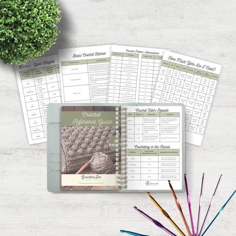 Crochet Cheat Sheet Printable Bundle, Beginner Crochet Reference Card ...