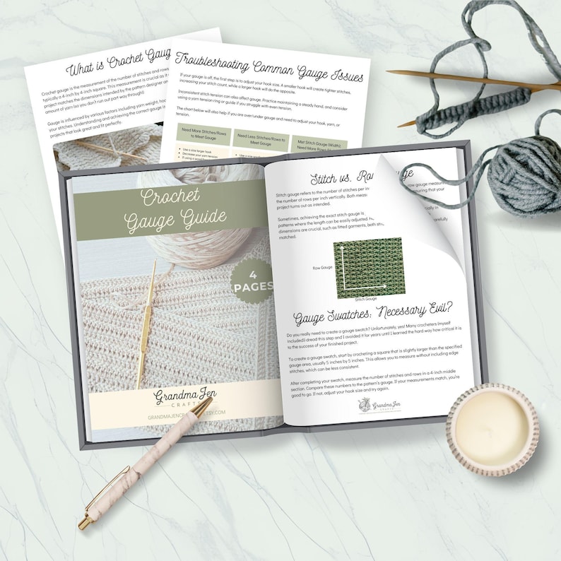 Crochet Gauge Cheat Sheet Printable Guide, Yarn Gauge Reference Card ...