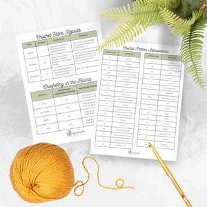 Crochet Cheat Sheet Printable Bundle, Beginner Crochet Reference Card ...