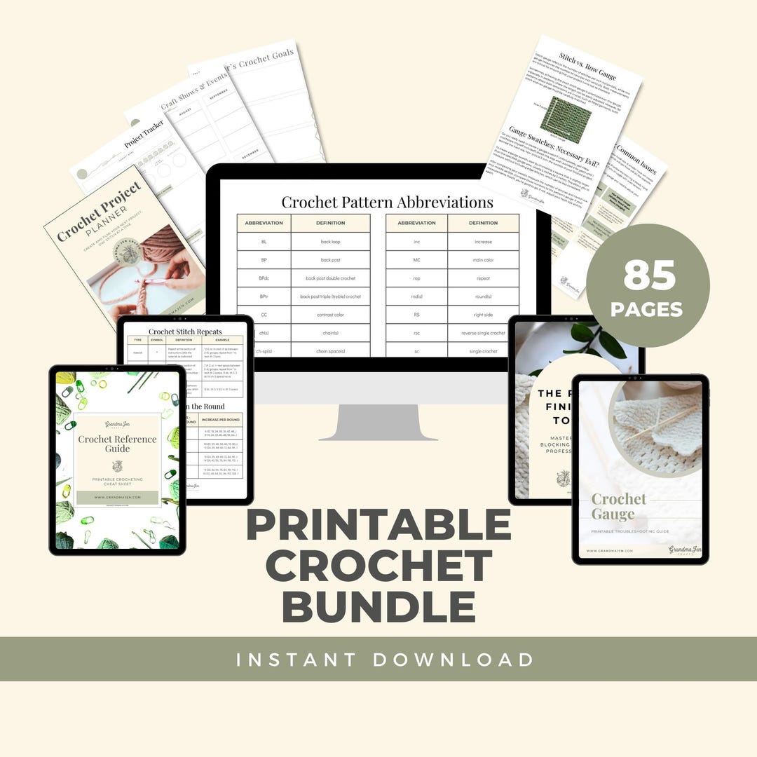 Printable Crochet Reference Bundle: Project Planner, Gauge Guide, Cheat ...