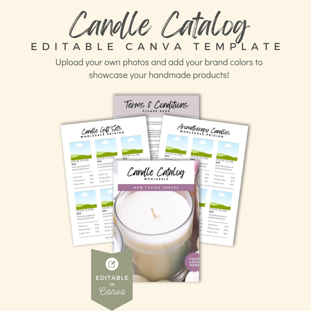Printable Candle Catalog Canva Template, Candle Business Wholesale ...