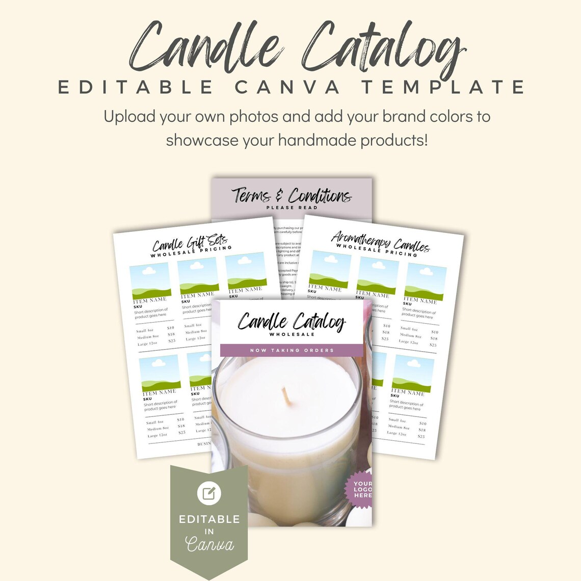 Printable Candle Catalog Template: Wholesale Price List, Small Business ...