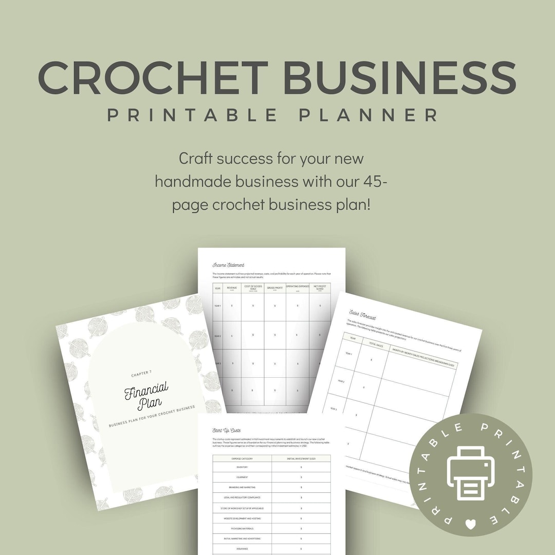 Crochet Business Plan Printable, Handmade Creative Small Business ...