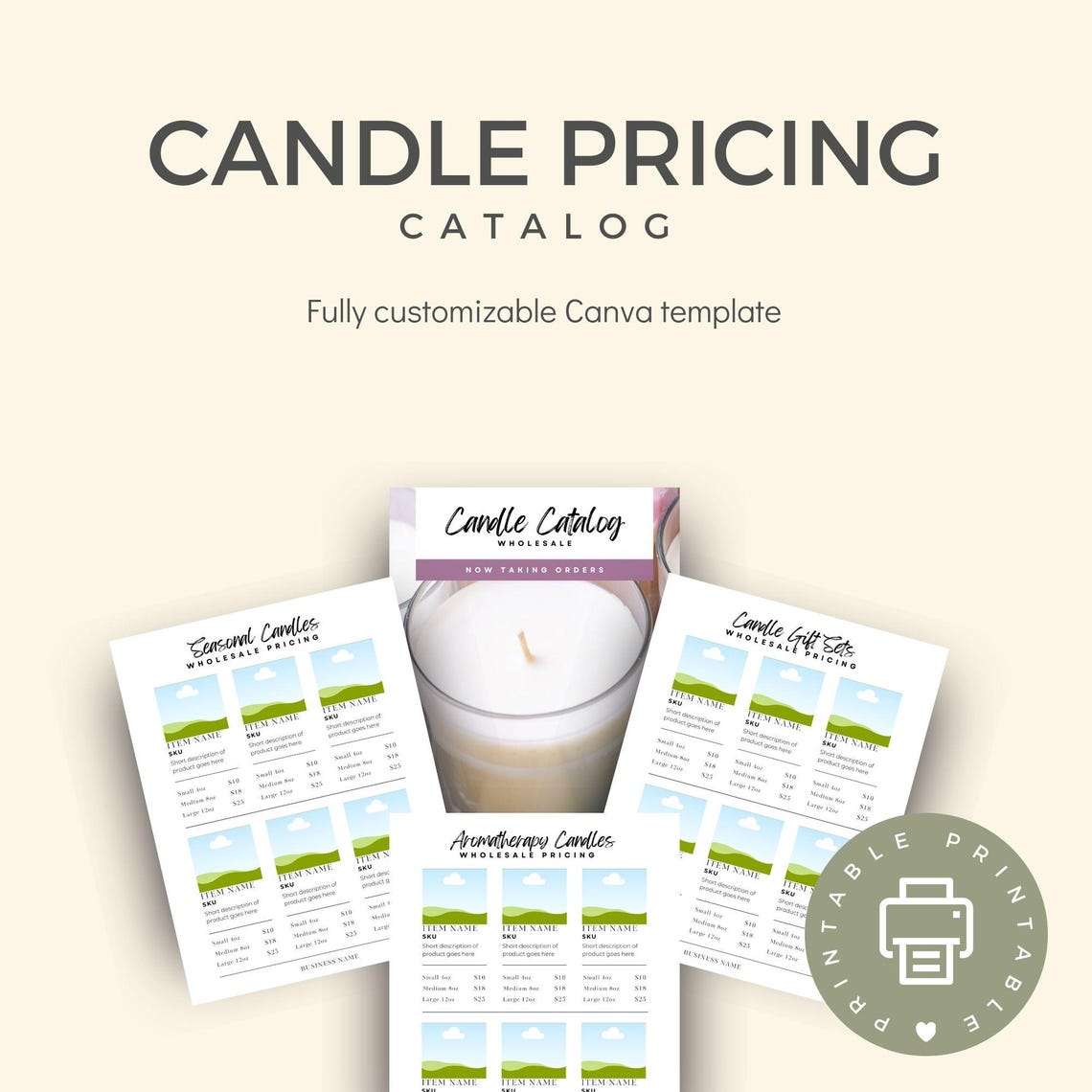 Printable Candle Catalog Template: Wholesale Price List, Small Business ...