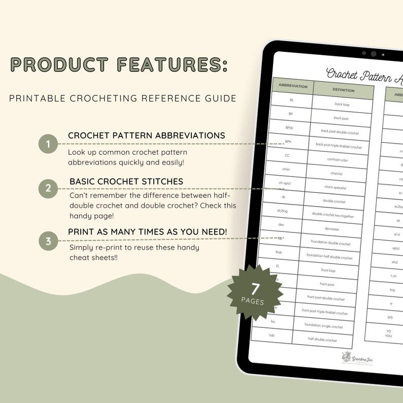 Printable Crochet Cheat Sheet: Beginner Crochet Reference Guide (PDF ...