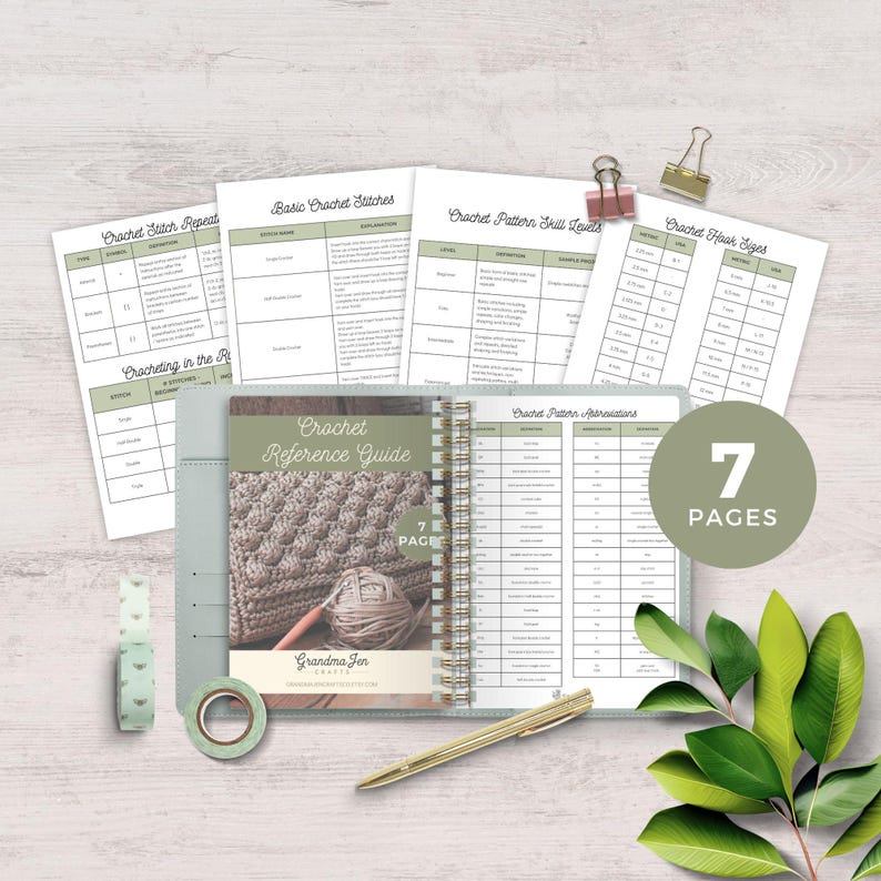 Crochet Cheat Sheet Printable Bundle, Beginner Crochet Reference Card ...