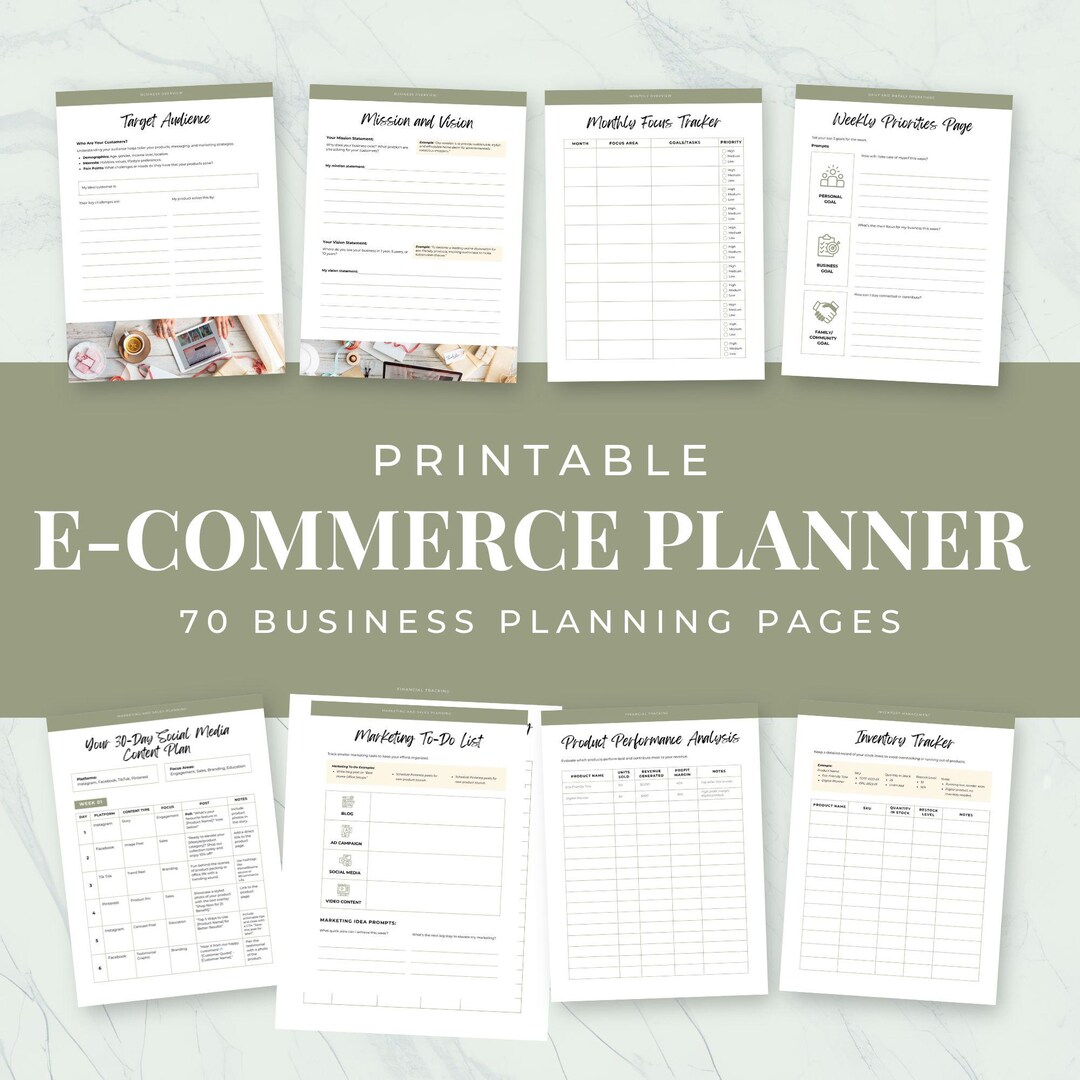 Printable E-commerce Planner, Ecommerce Business Workbook, Online ...