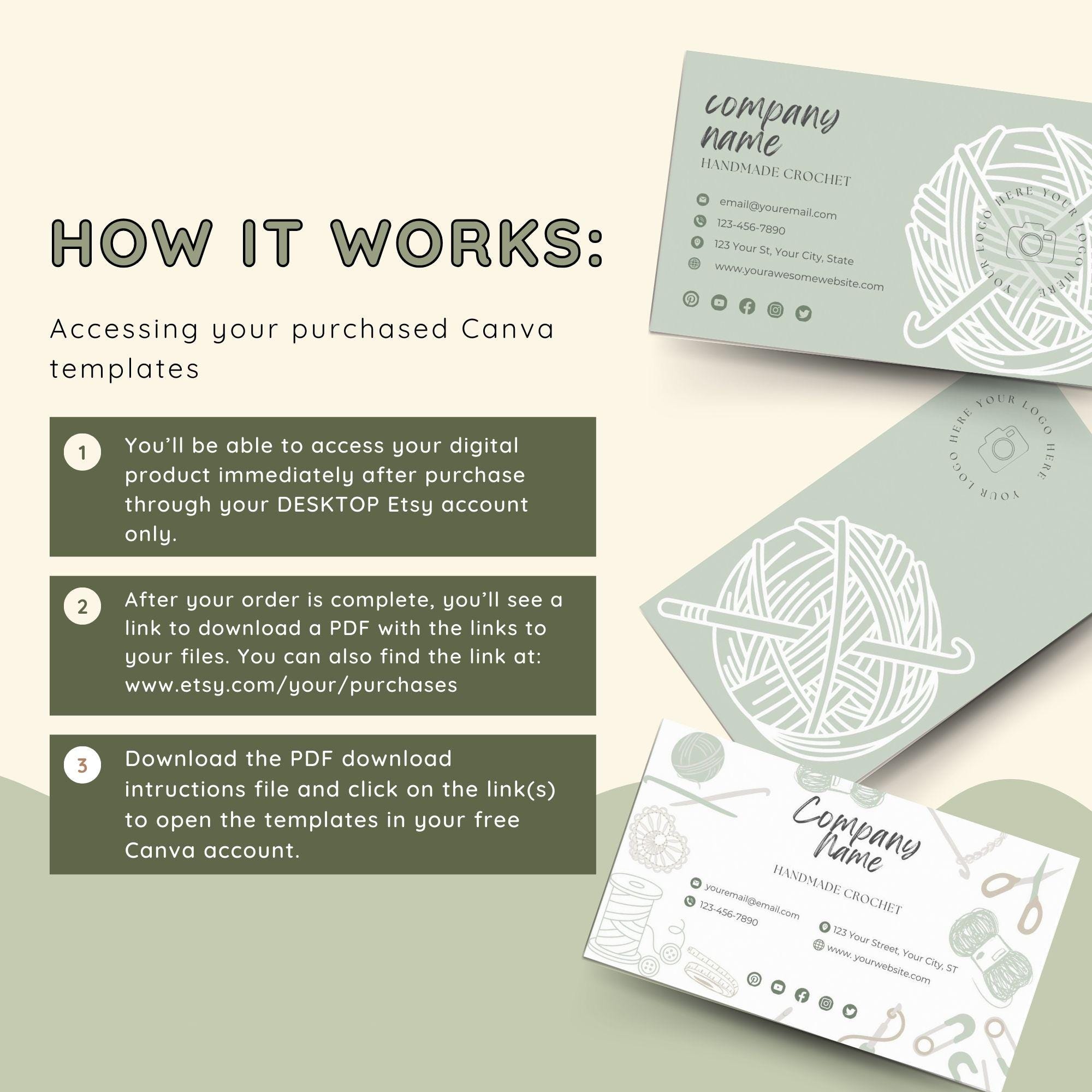 Crochet Business Card Template, Custom Business Card Design, Editable ...