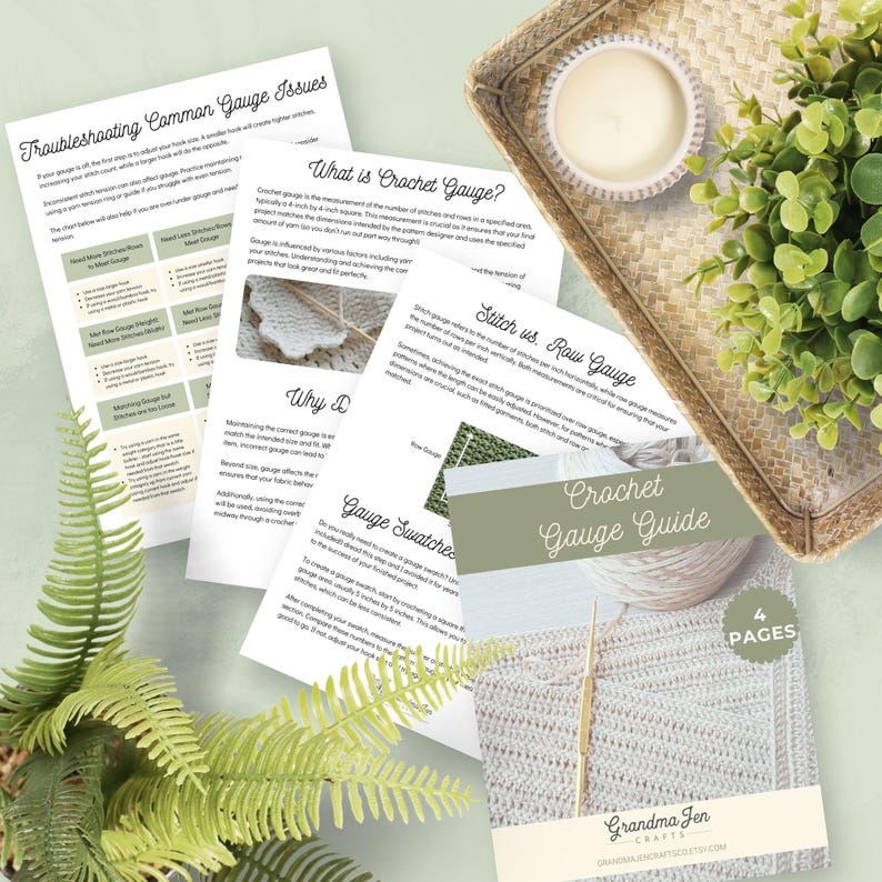 Crochet Gauge Cheat Sheet Printable Guide, Yarn Gauge Reference Card ...