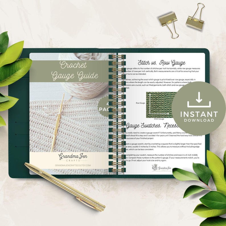 Crochet Gauge Cheat Sheet Printable Guide, Yarn Gauge Reference Card ...