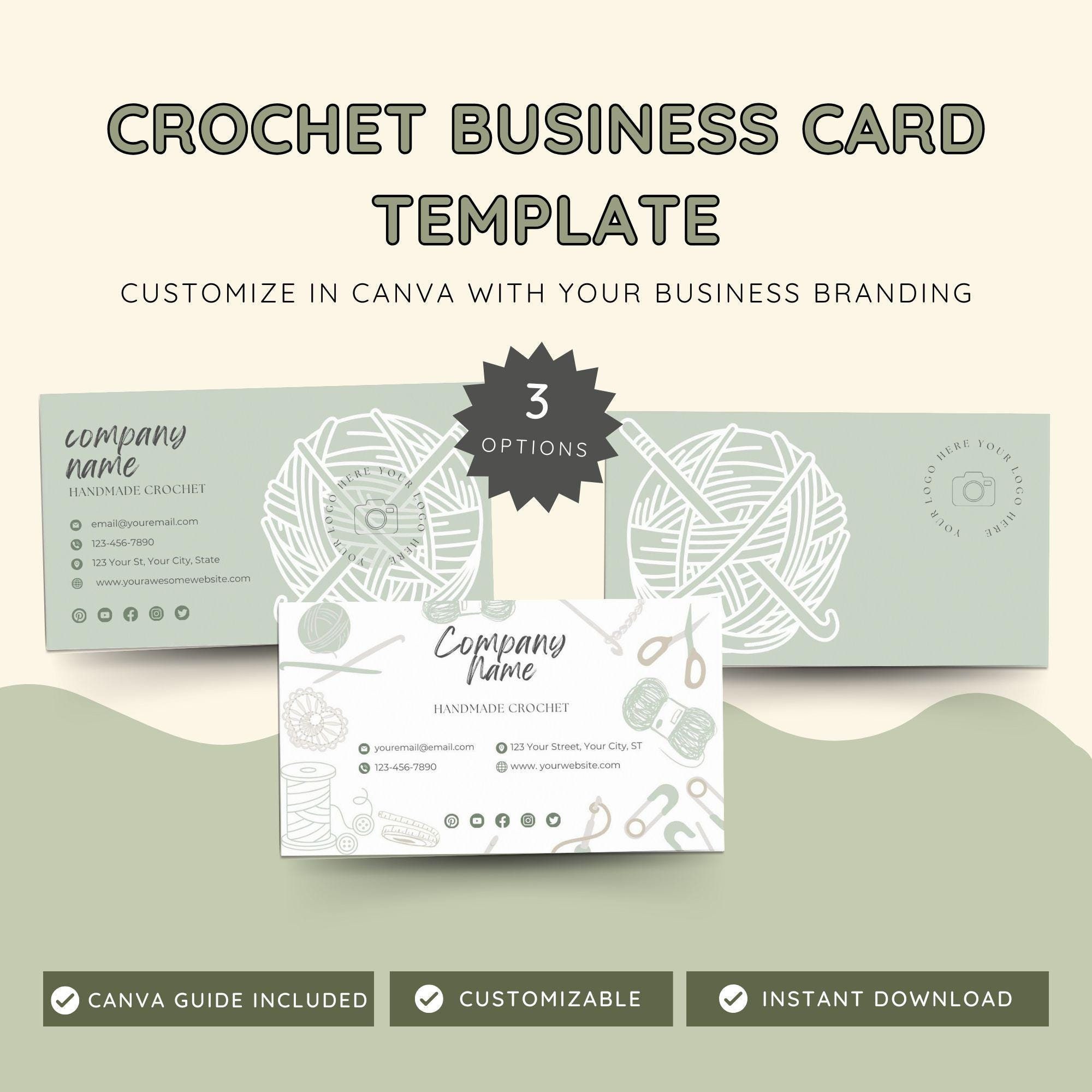 Crochet Business Card Template, Custom Business Card Design, Editable ...