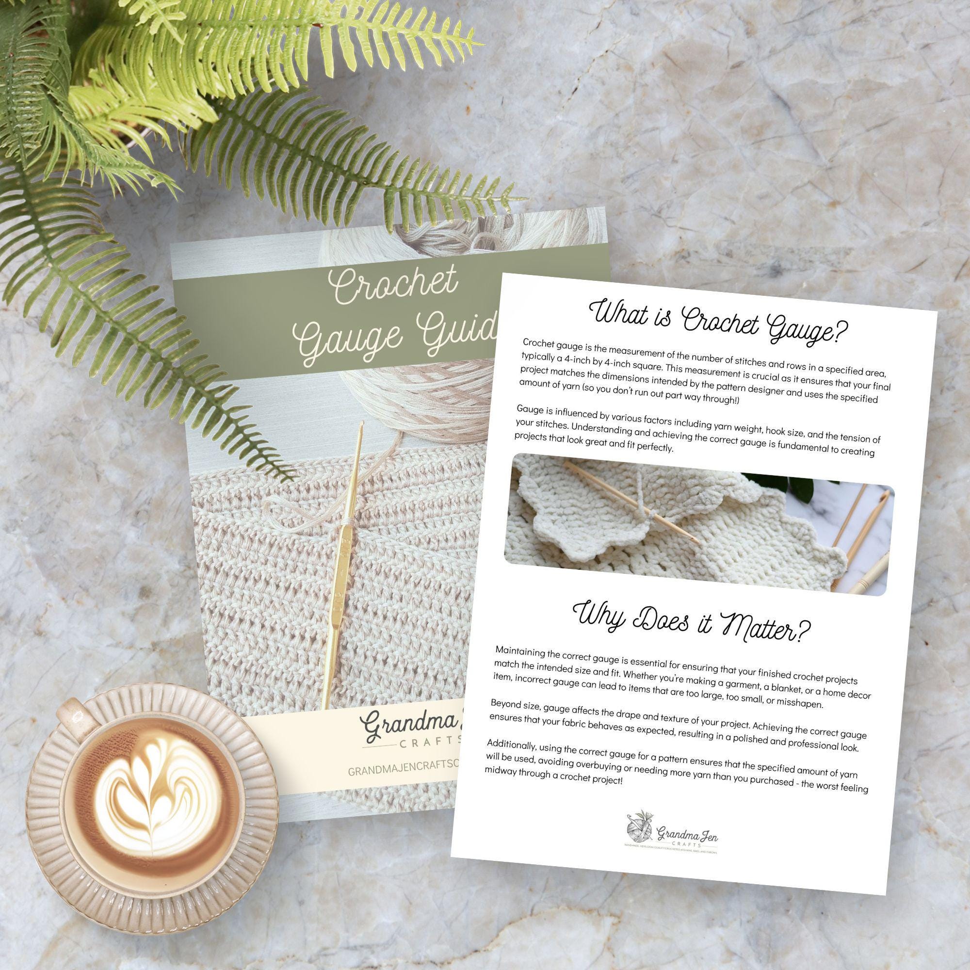 Crochet Gauge Cheat Sheet Printable Guide, Yarn Gauge Reference Card ...