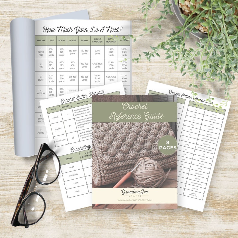 Crochet Cheat Sheet Printable Bundle, Beginner Crochet Reference Card ...