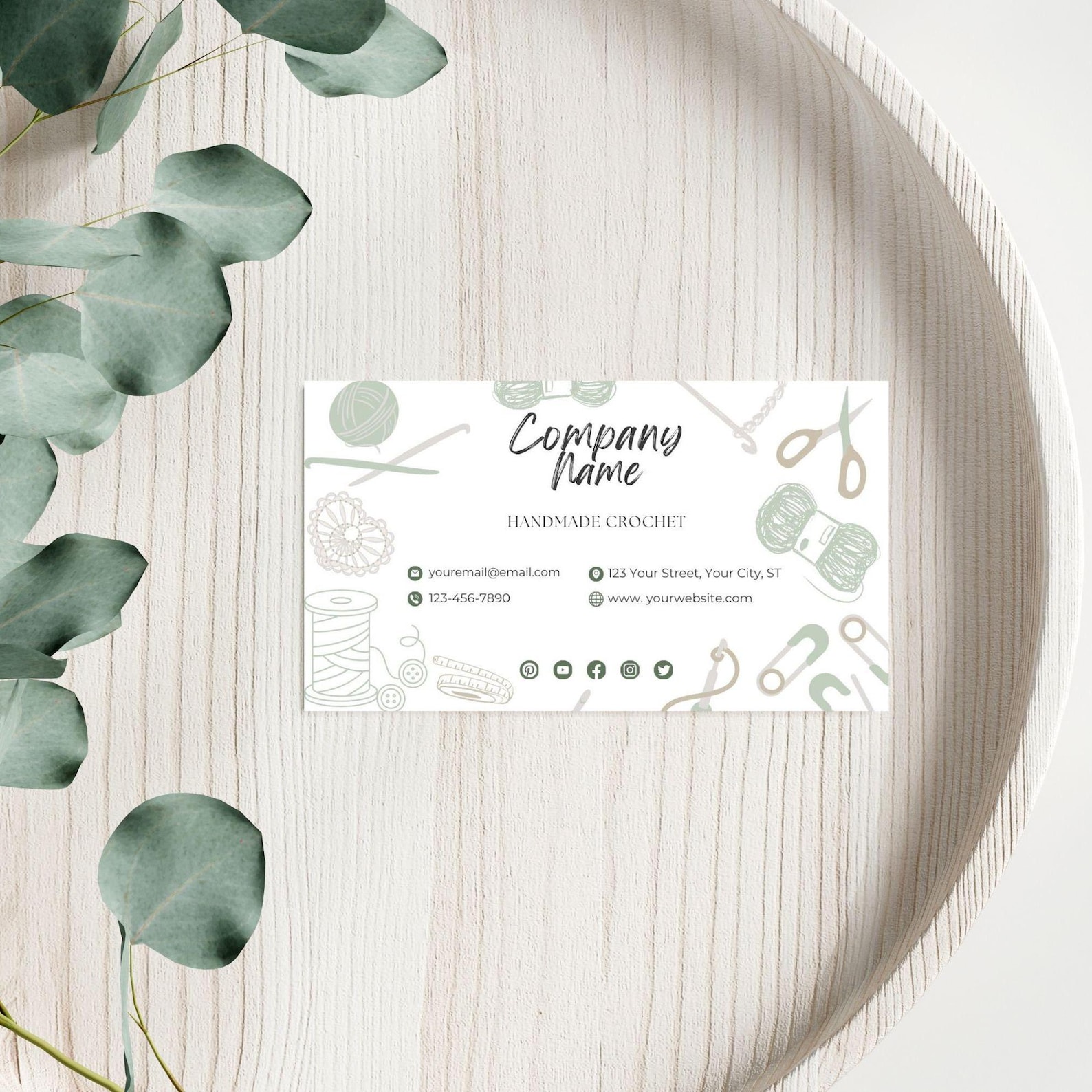 Crochet Business Card Template, Custom Business Card Design, Editable ...