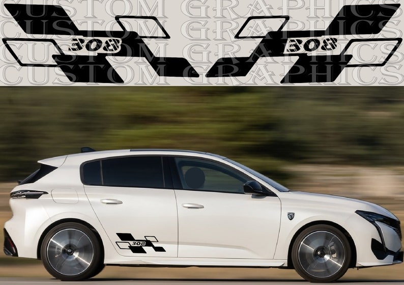 Pair of Sport Side Stripes Decal Sticker Vinyl Compatible With Peugeot ...