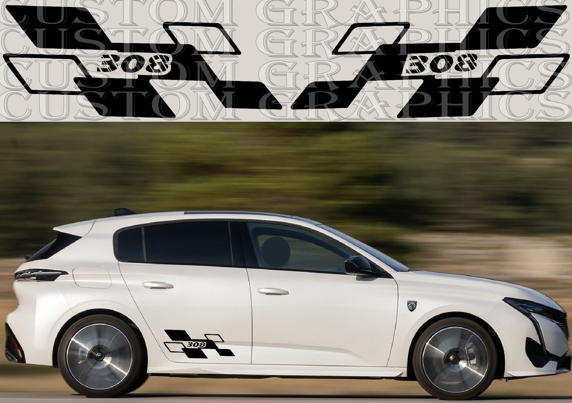 Pair of Sport Side Stripes Decal Sticker Vinyl Compatible With Peugeot ...