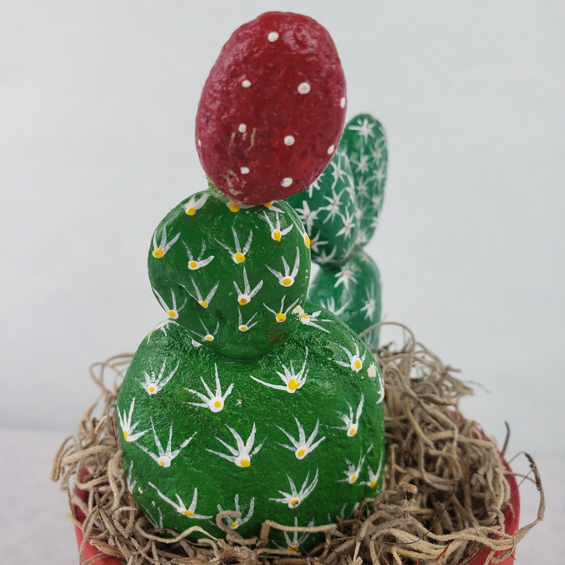 Hand Painted Rock Cactus in Planter - Etsy