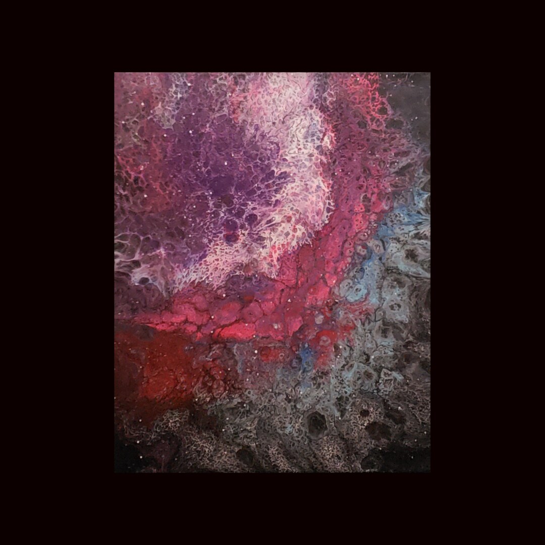 Clams Eye Nebula 16" X 20" Original Abstract Acrylic Fluid Art, Pink ...