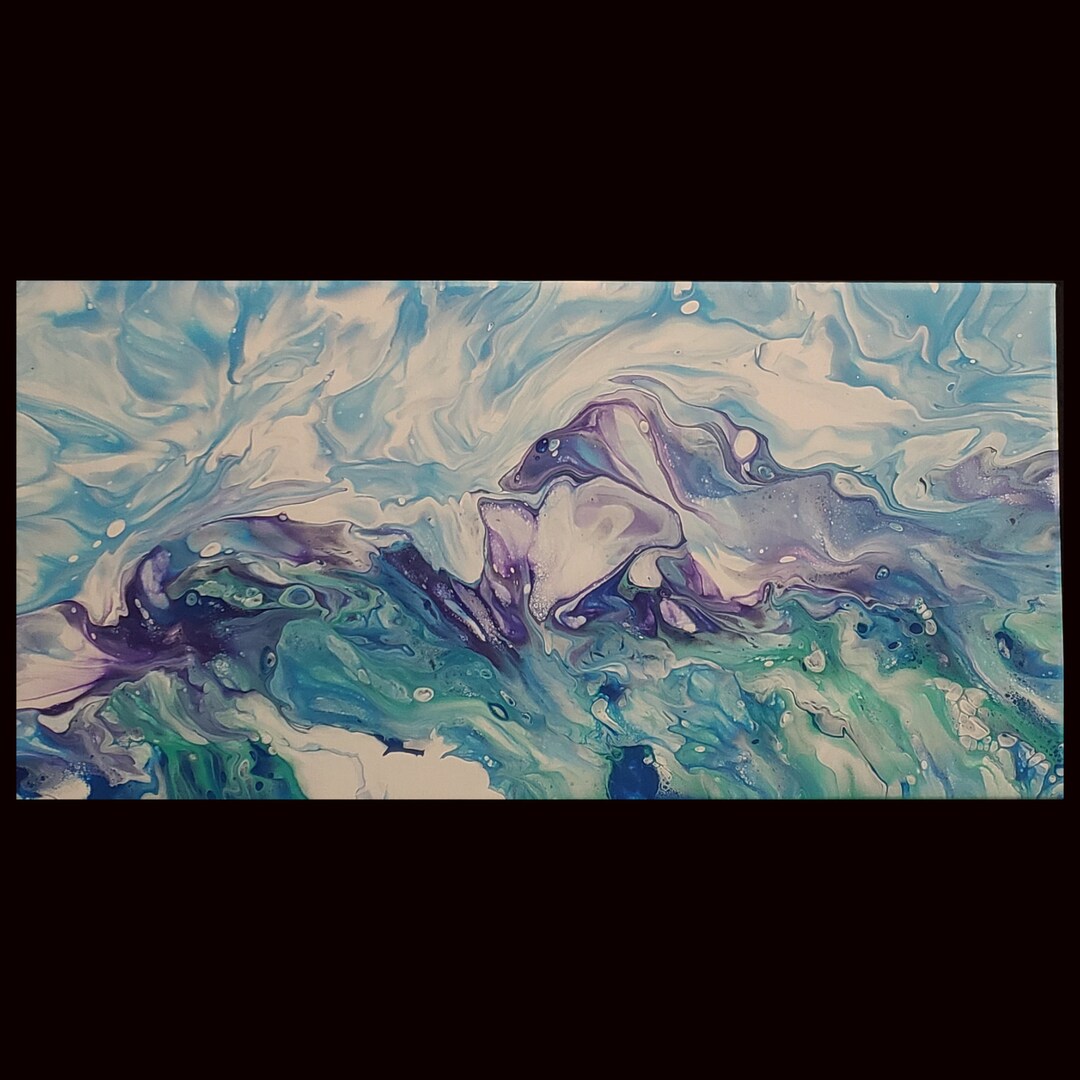 Rough Seas 24" X 12" Original Acrylic Fluid Art, Abstract Art, Pour ...