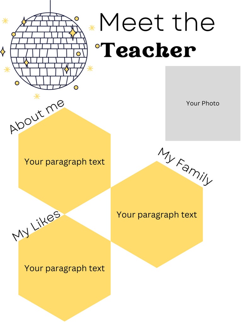 Meet the Teacher Template - Disco - Etsy