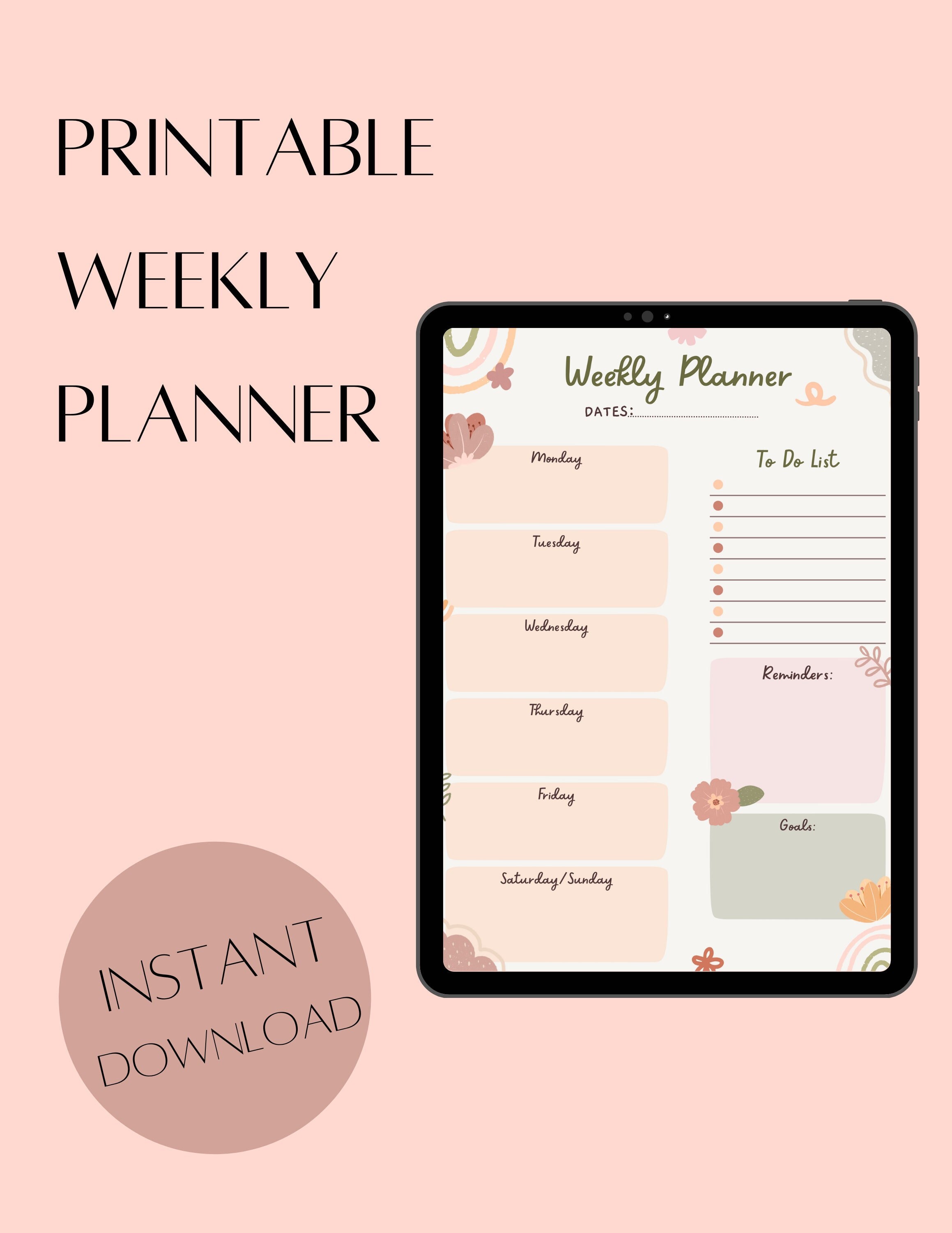 Printable Weekly Planner Printable Planner Digital Download - Etsy