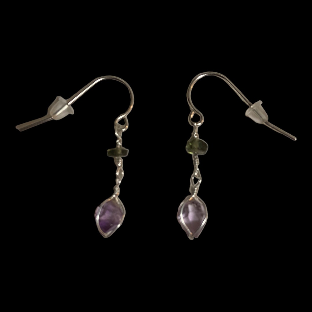 Moldavite Beads With Amethyst Payson Diamond Quartz Crystal Earrings ...