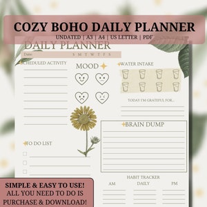 Undated Cozy Boho Plant Daily Planner | iPad Goodnotes Journal ...