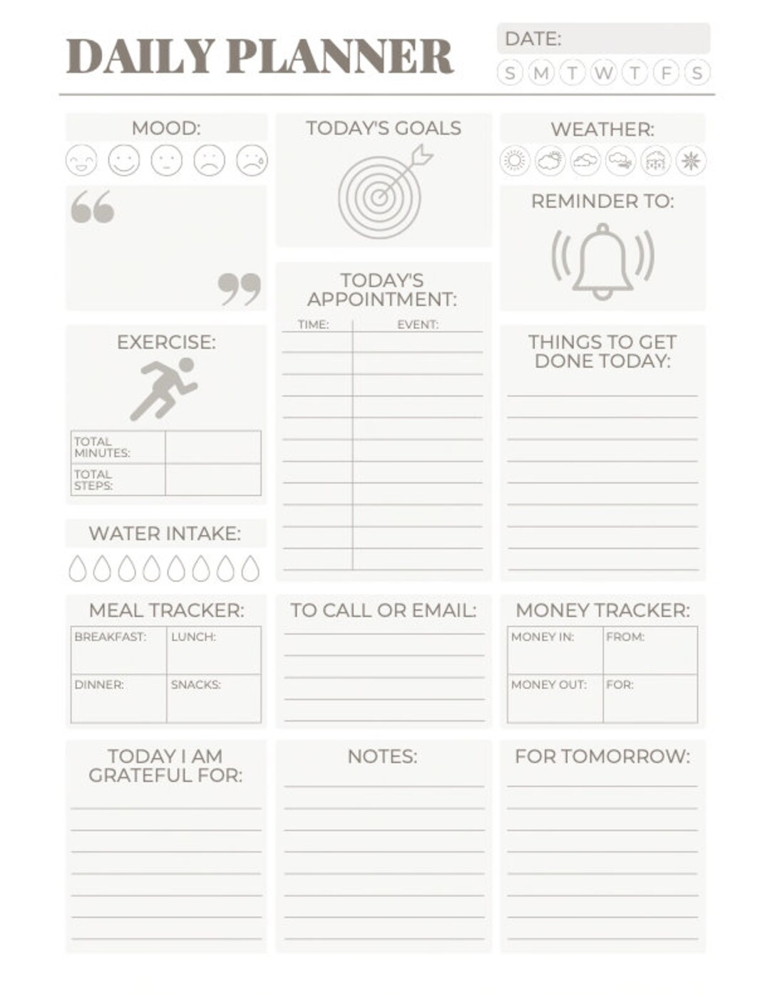 Daily To-do Printable List, Instant Download, Digital Planner ...
