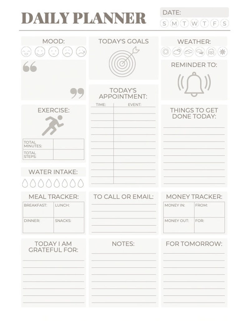 Daily To-do Printable List, Instant Download, Digital Planner ...