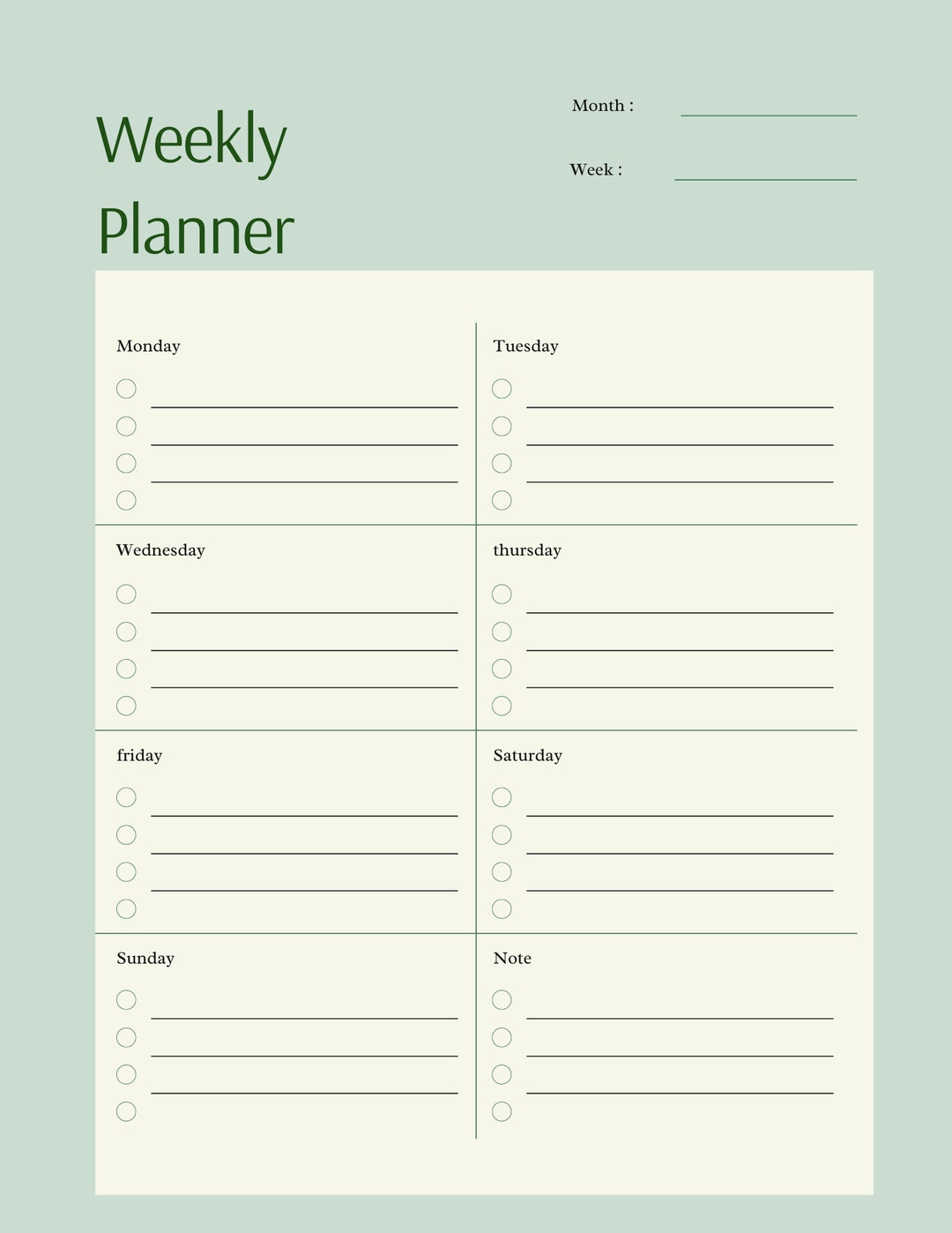 Daily To-do Printable List, Instant Download, Digital Planner ...