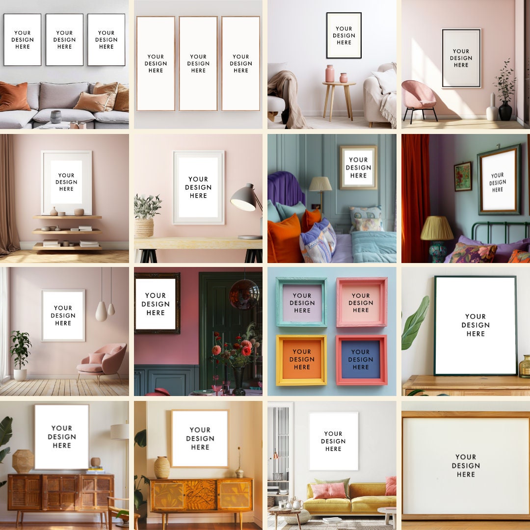 Elegant PSD Frame Mockups Bundle, Interior Design Presentation, Digital ...