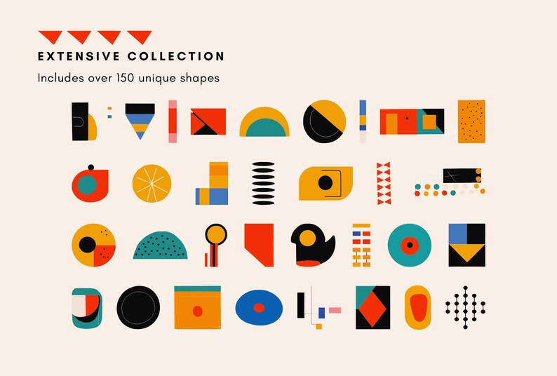 Retrophile Vector Shapes Pack 150 Vintage Design Elements for Retro ...