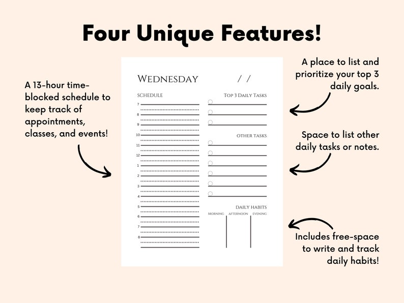 All in One Daily Planner Printable Customizable Daily - Etsy