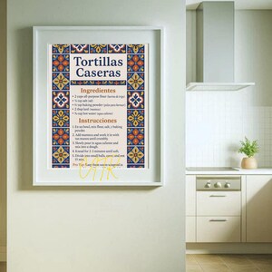 Tortillas Caseras Printable | Mexican Recipe Wall Art | Spanglish ...