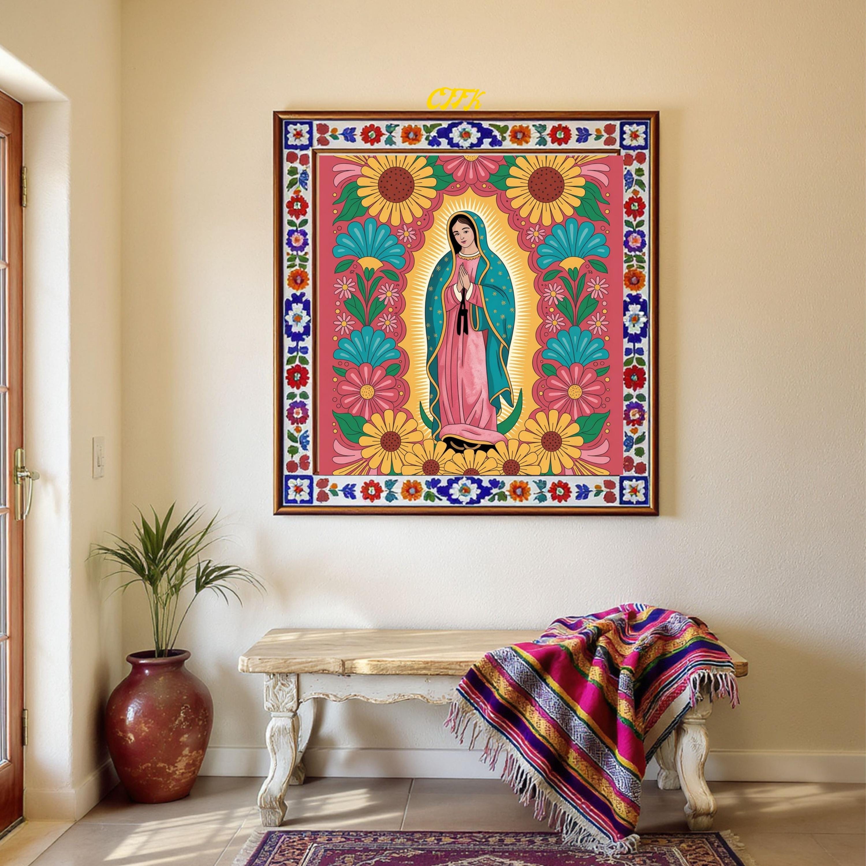 Virgen De Guadalupe Wall Art Printable | Mexican Folk Catholic Decor ...