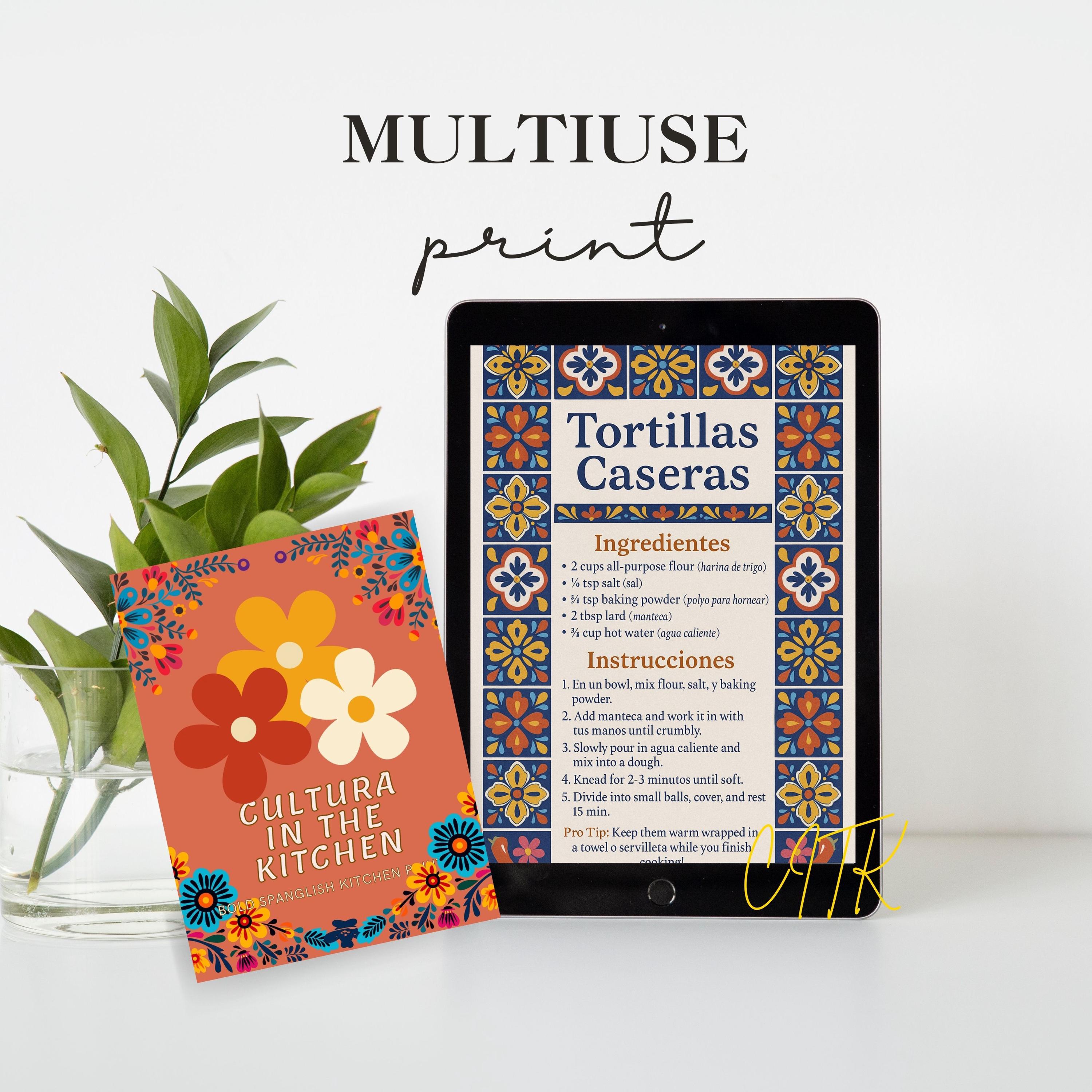 Tortillas Caseras Printable | Mexican Recipe Wall Art | Spanglish ...