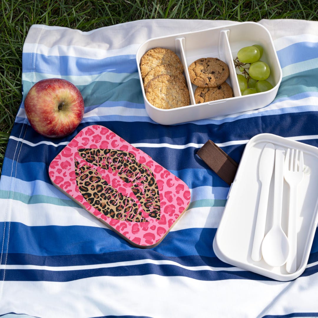 Leopard Print Pink Bento Lunch Box Utensils Included, Funky and Fun ...