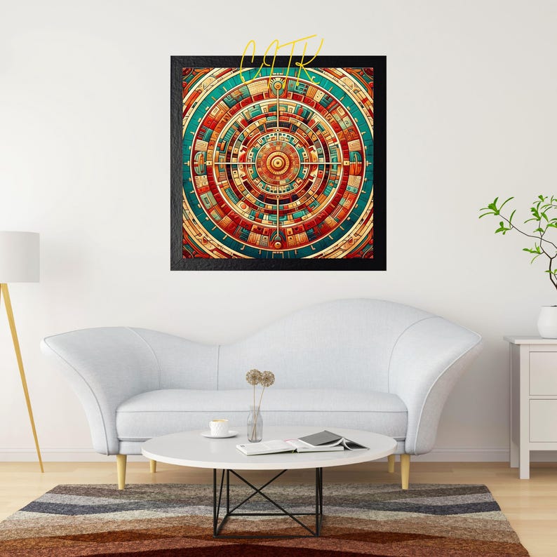 Aztec Sun Stone Wall Art Printable | Mexican Calendar Print ...