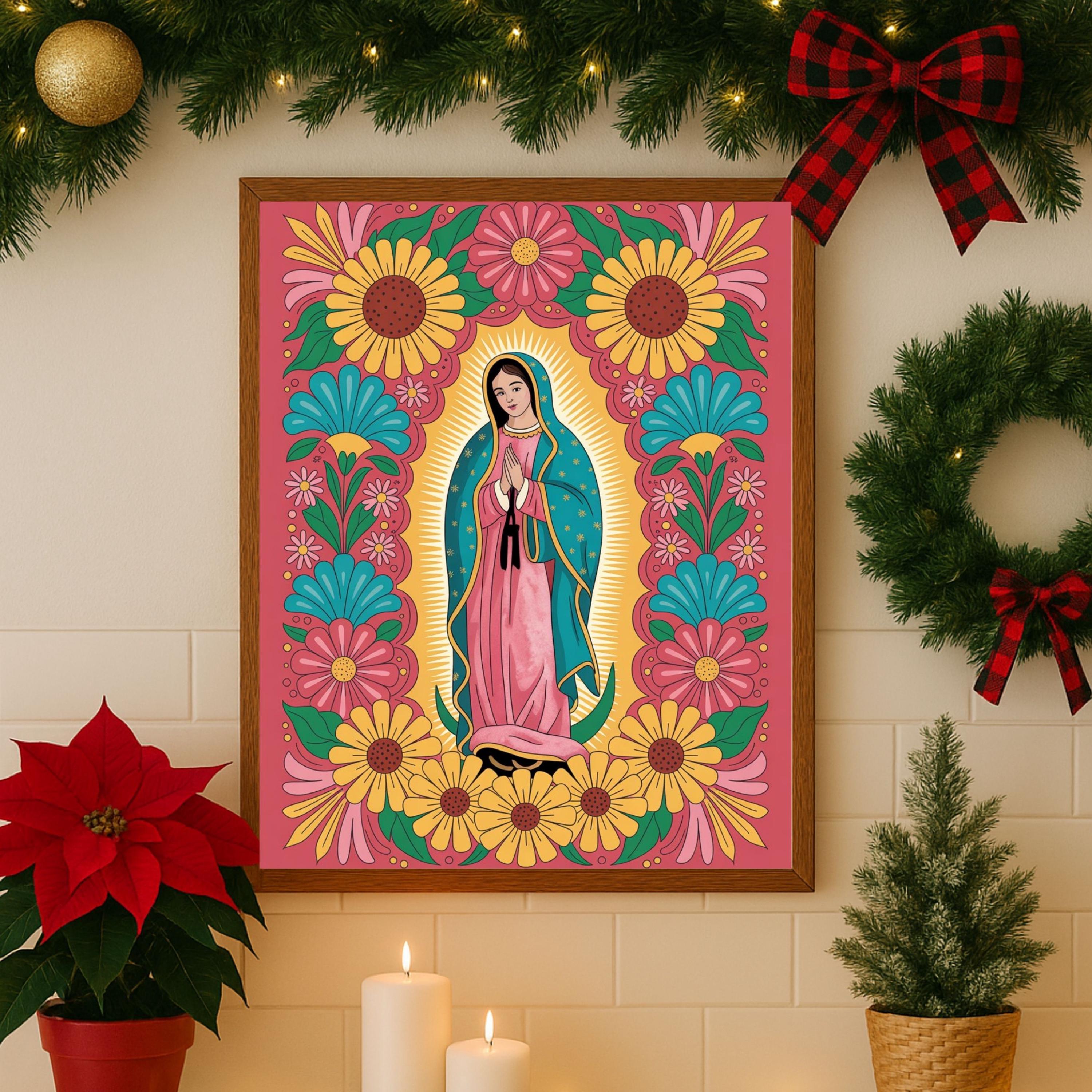 Virgen De Guadalupe Wall Art Printable | Mexican Folk Catholic Decor ...